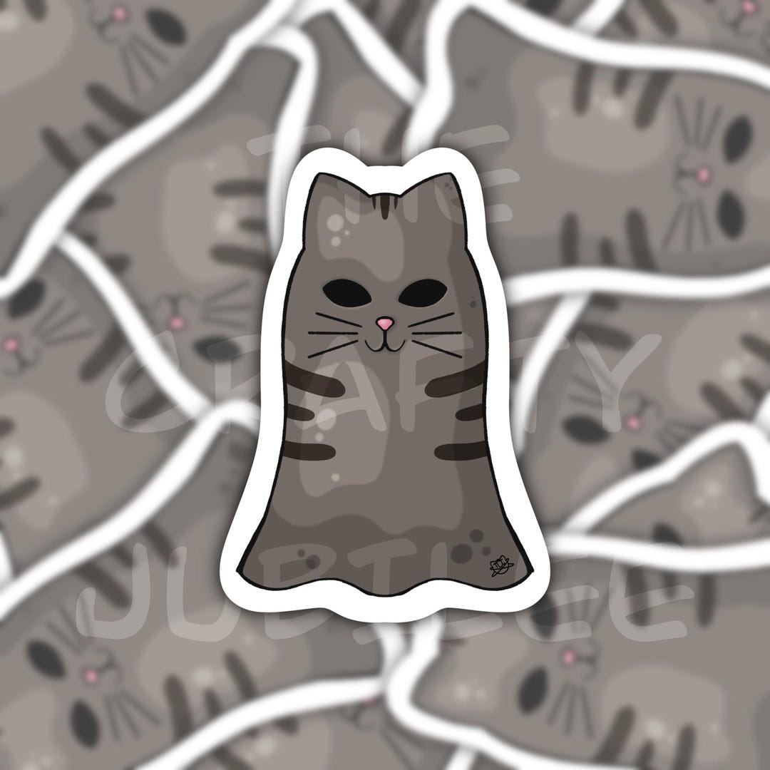 Ghost Sheet Cat - Tabby - Die Cut Sticker - Sheet Ghosts - Cute Spooky ...