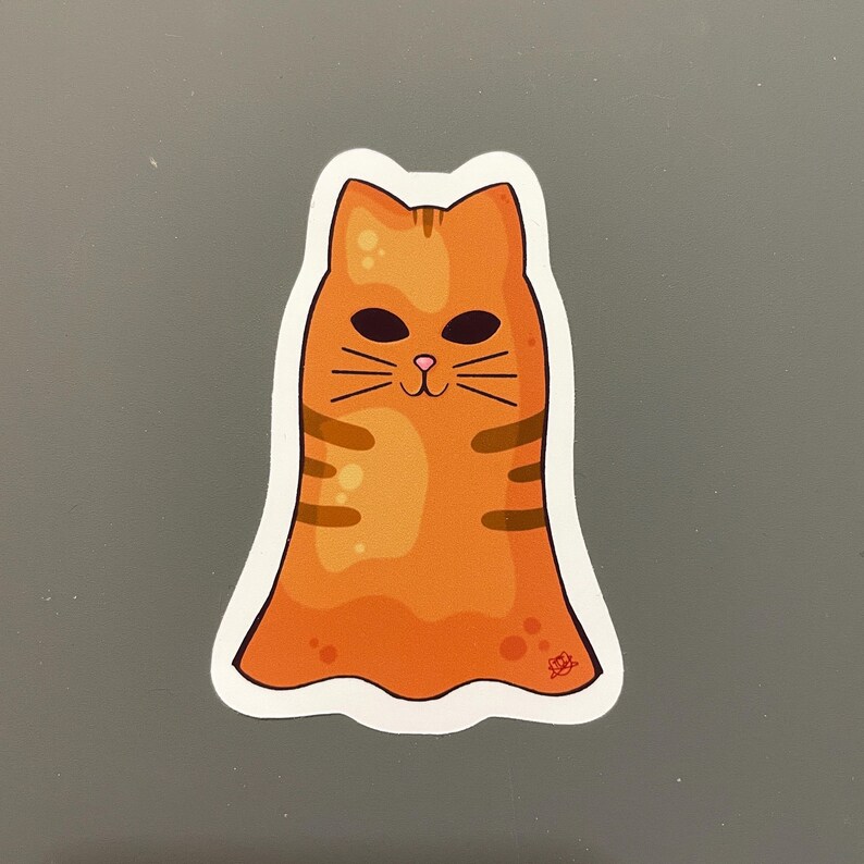 Ghost Sheet Cat - Orange Tabby - Die Cut Sticker - Sheet Ghosts - Cute ...