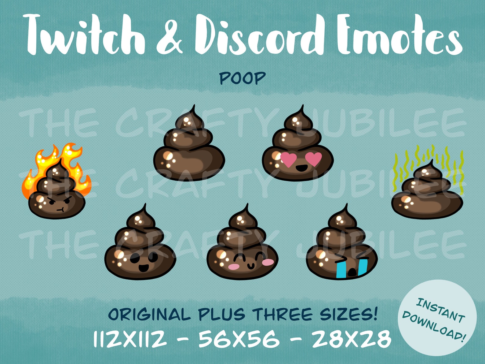 Poop Emote - 7 Poo Emotes - Discord - Twitch - Social Media - Emoji ...
