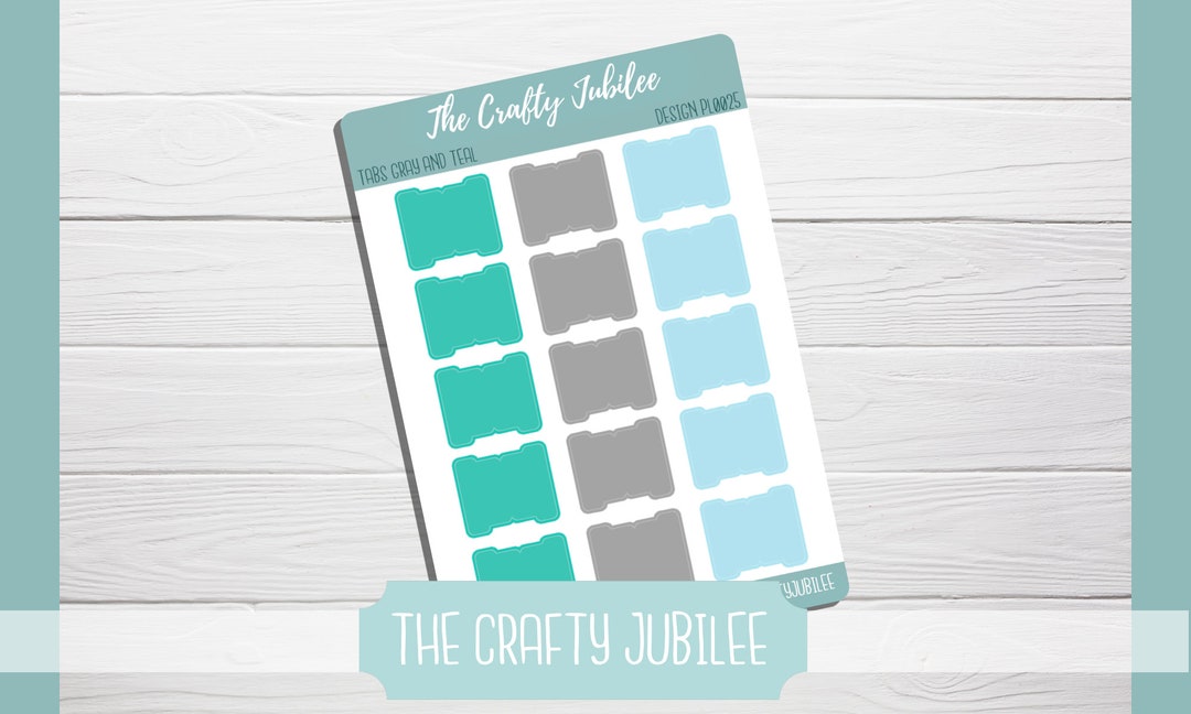 Tab Sticker Sheet - Create Your Own Tabs - Gray and Teal Tab Stickers ...