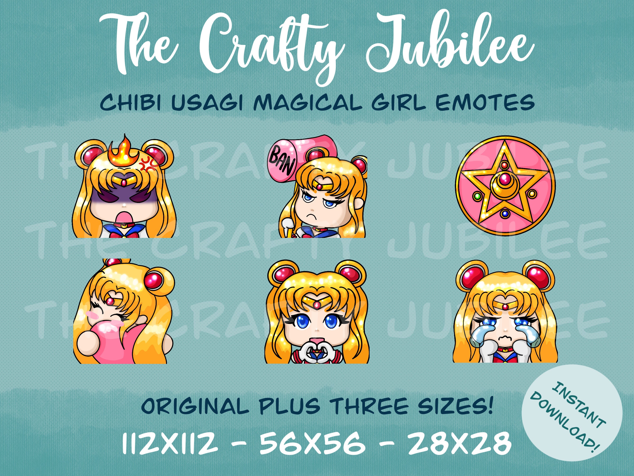 Chibi Emojis Moon Magical Girl Emotes Anime Emotes | Etsy
