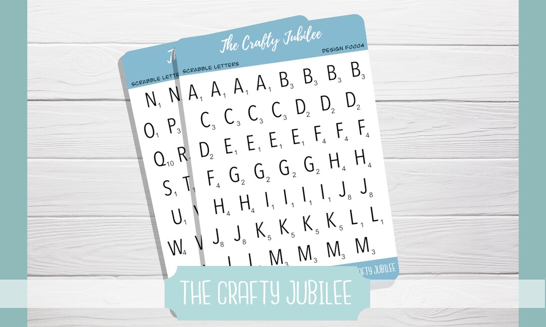 Scrabble Letter Sticker Sheet - Scrabble Alphabet Font Stickers ...