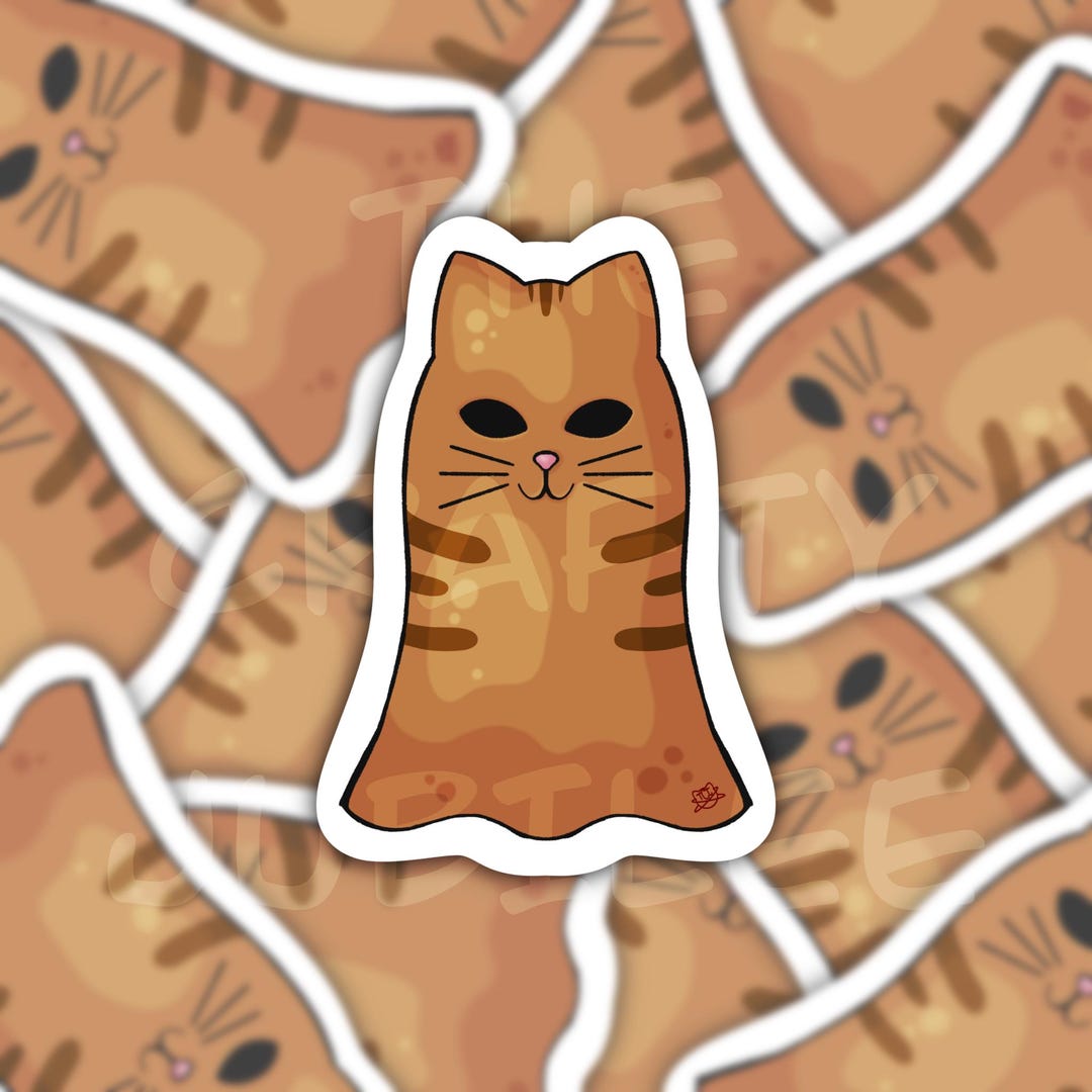Ghost Sheet Cat - Orange Tabby - Die Cut Sticker - Sheet Ghosts - Cute ...
