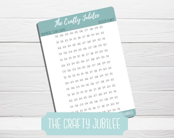 Date Number Sticker Sheet Numbers 1 to 31 in Bold Hand Font | Etsy