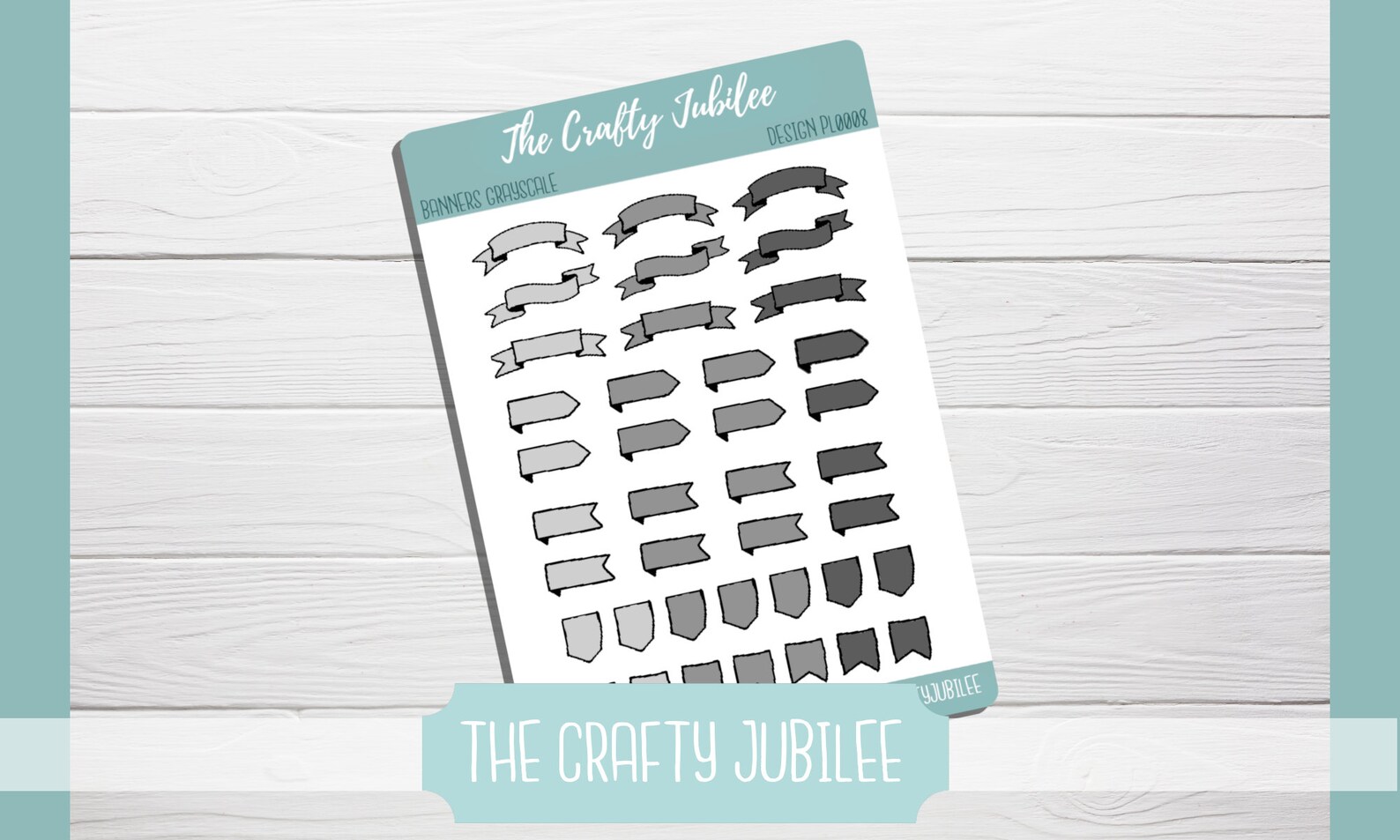 Doodle Banner Sticker Sheet- Gray Ribbon Banners - Bullet Journal ...
