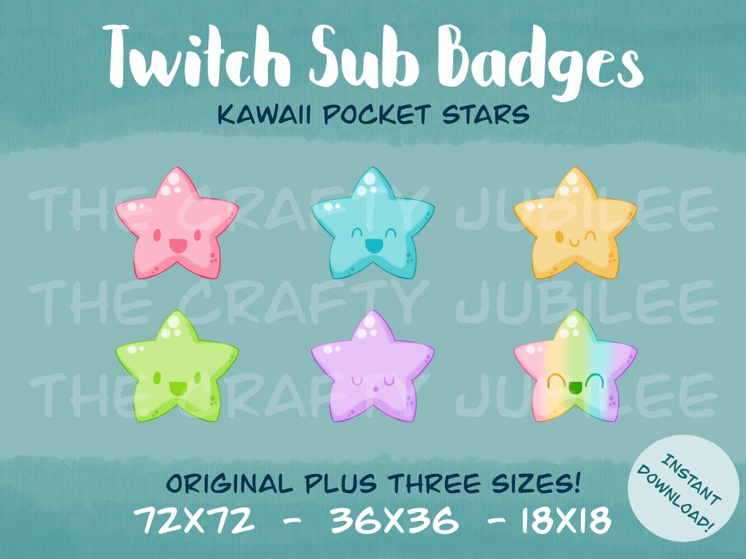 Kawaii Pocket Stars - Twitch Sub Badges - DIGITAL DOWNLOAD - Etsy