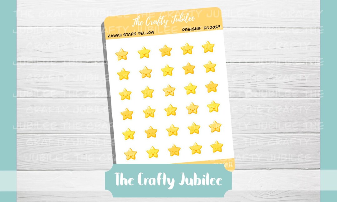 Kawaii Stars Yellow - Reward Stickers - Chore Chart - Goal Tracking ...