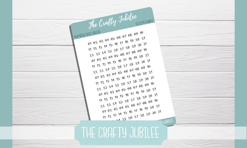 Date Numbers Sticker Sheet - Bold Brush Font - Calendar Date Number ...