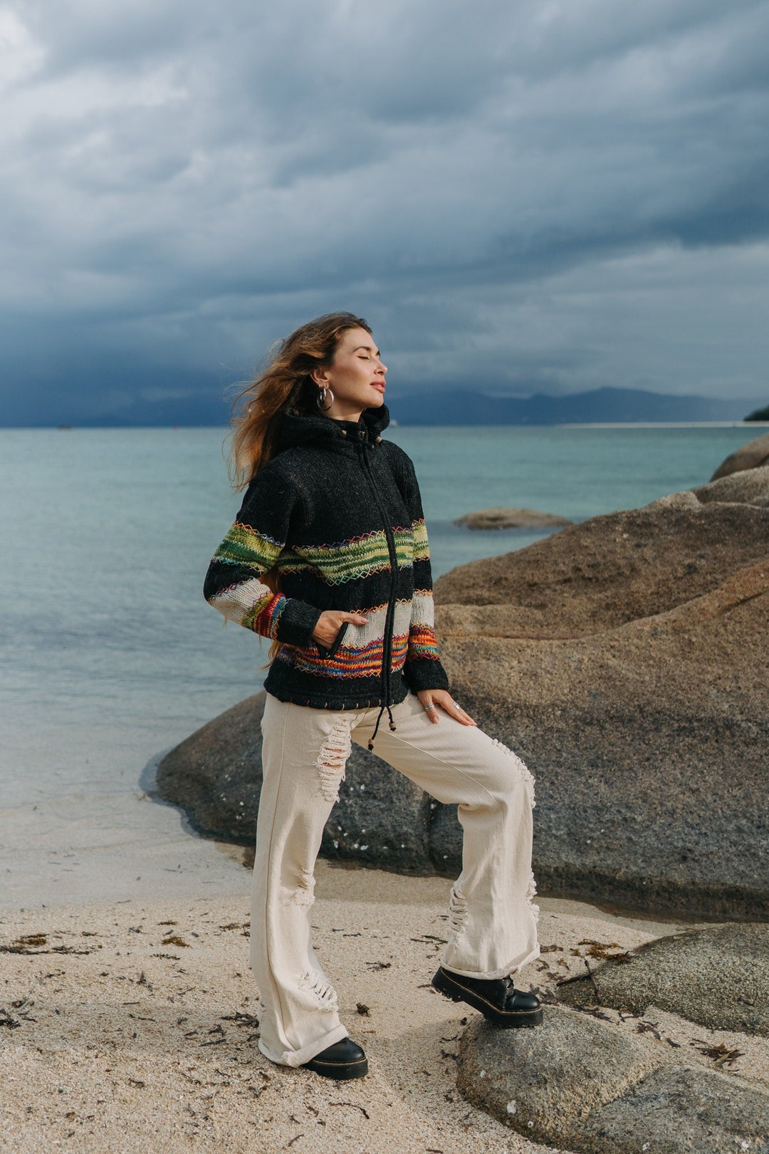 Wool Fleece Lined Hoodie: Nepali Hippie Jacket With Detachable Hood - Etsy