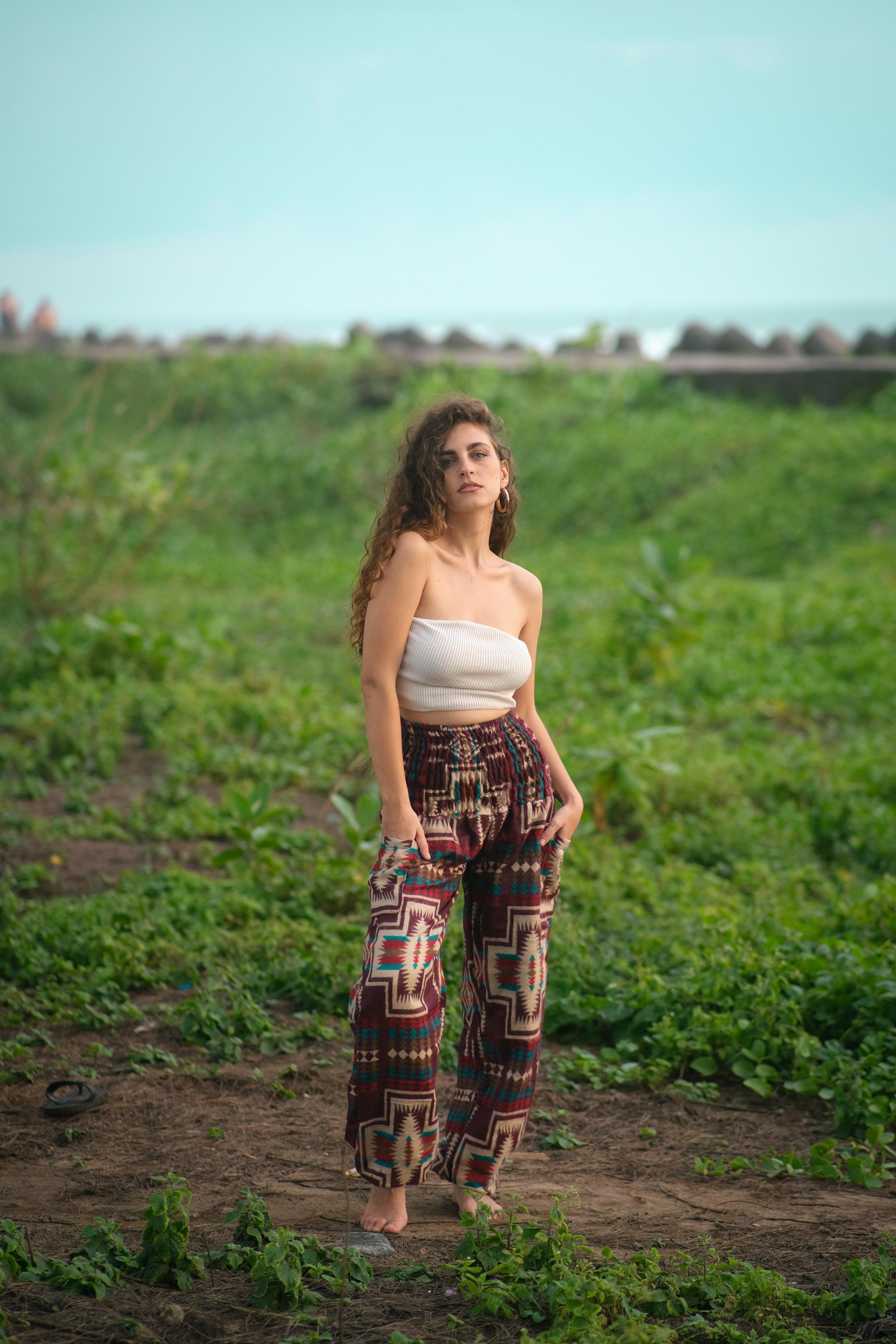 Maroon Aztec Harem Pants: Boho Fleece Blanket Trousers - Etsy