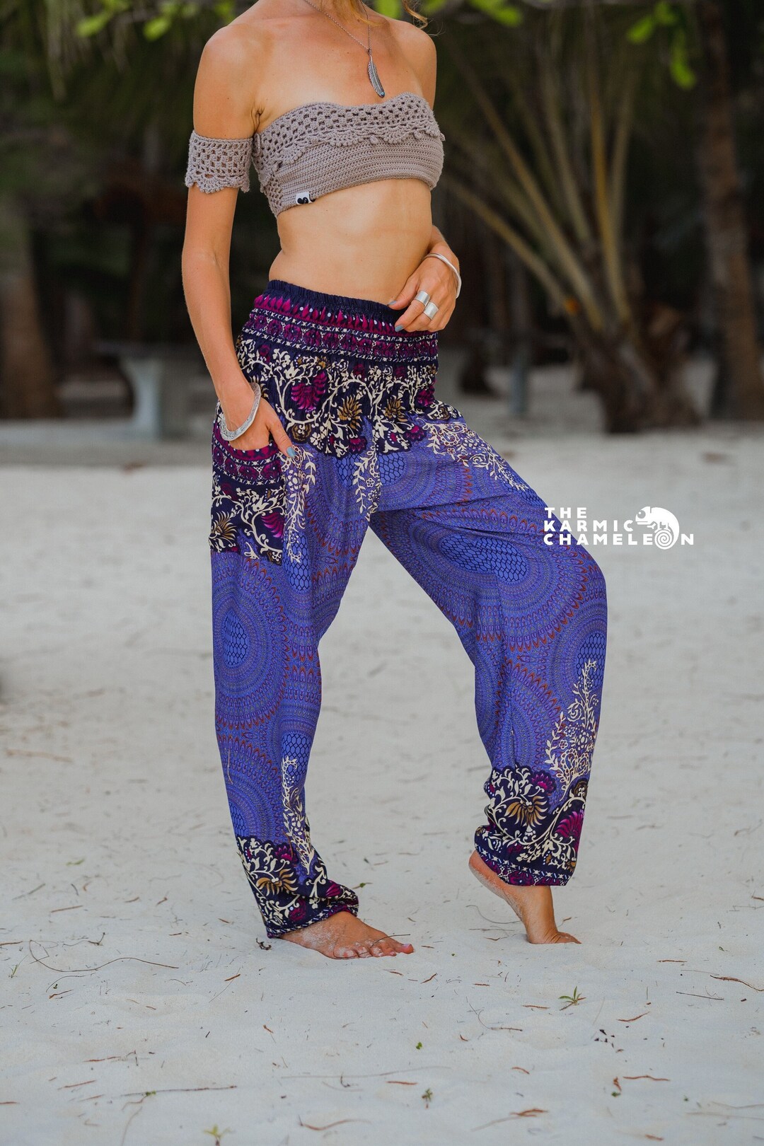 Blue Purple Harem Pants Women Hippie Pants Mandala Comfy - Etsy