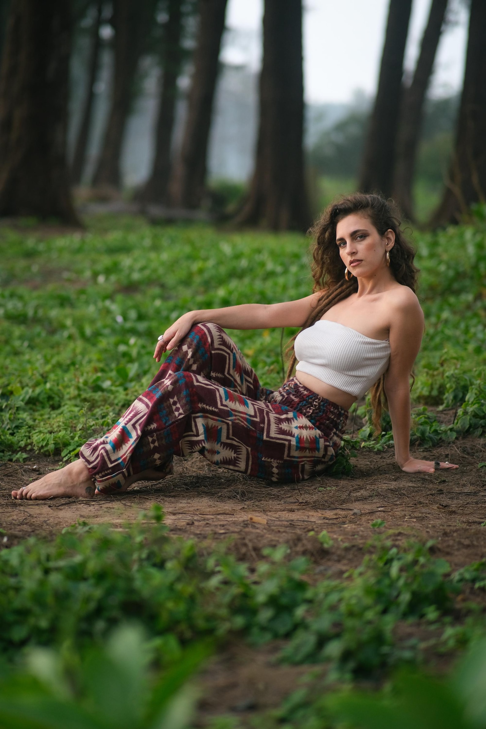 Maroon Aztec Harem Pants: Boho Fleece Blanket Trousers - Etsy