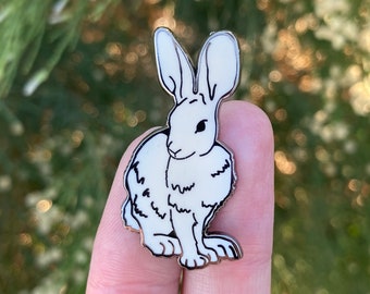 Tan and White Rabbit Pin, Rabbit Pin, Bunny Pin, Enamel Pin, Rabbit ...