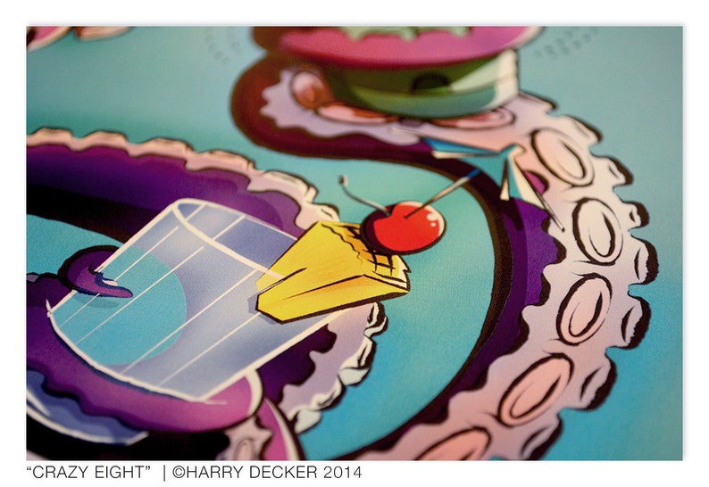 Crazy Eight Octopus - Tiki Art - Etsy