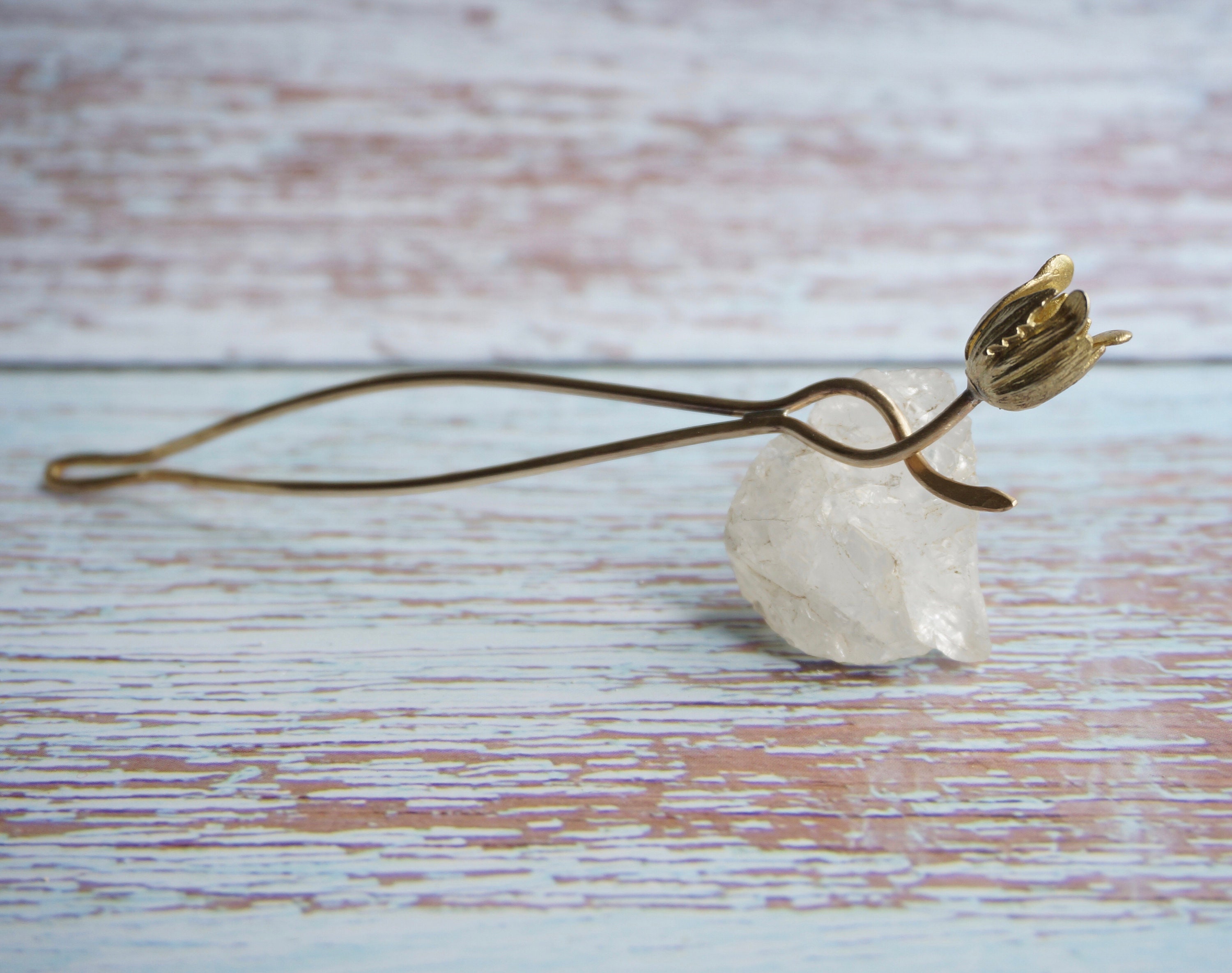 Tulip Flower Hair Pin Simple Floral Hair Stick No Bendable - Etsy