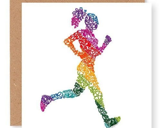 Running Greeting Card, Running Birthday Card, Female Running Card ...