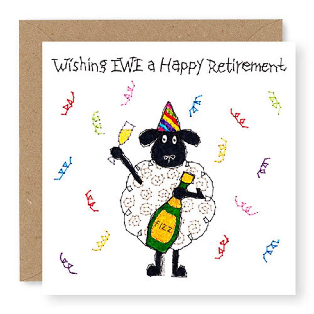Happy Retirement Card, Wishing EWE a Happy Retirement Card, Sheep Card ...