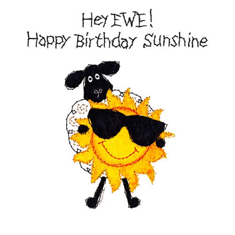 Sheep Card Hey EWE Happy Birthday Sunshine Farm Animal Card - Etsy