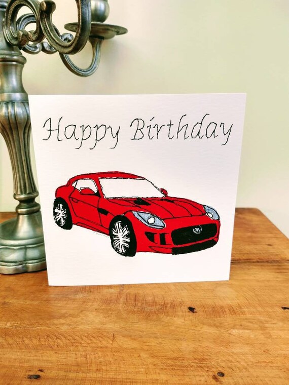 Red Sports Car Birthday Card Boys Happy Birthday Card | Etsy