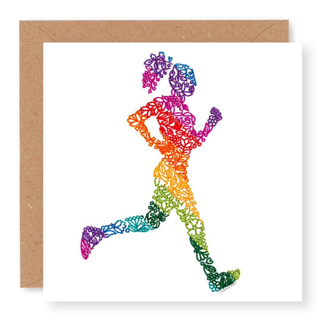 Running Greeting Card, Running Birthday Card, Female Running Card ...