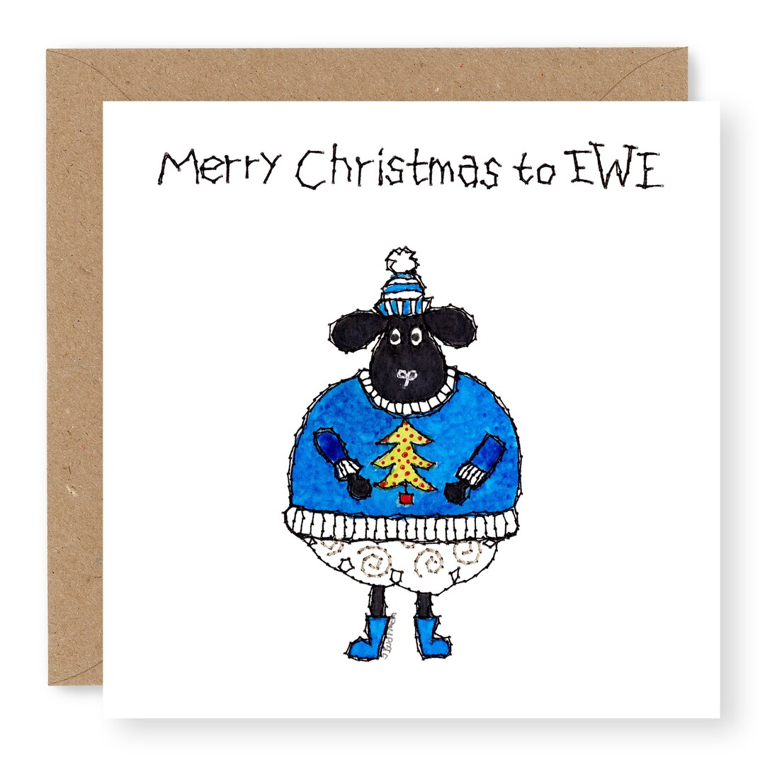 Christmas Card Sheep Christmas Card Funny Christmas Card - Etsy