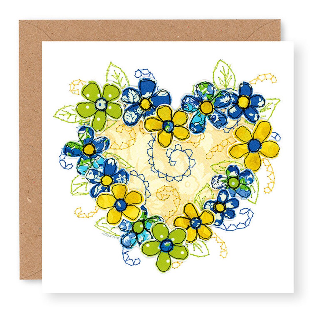 Birthday Card, Heart Greeting Card, Anniversary Card, Floral Heart Card ...
