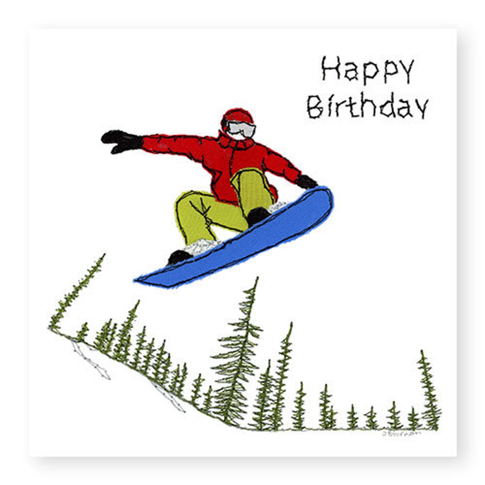 Snowboarding Greeting Card, Snowboarder Birthday Card, Snowboard Card ...