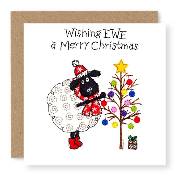 Christmas Card Sheep Christmas Card Funny Christmas Card - Etsy