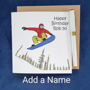 Snowboarding Greeting Card, Snowboarder Birthday Card, Snowboard Card ...