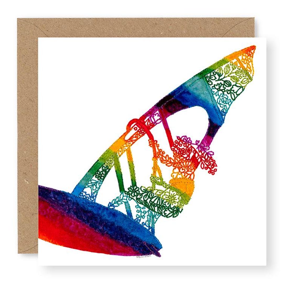 Windsurfing Card, Girl Windsurfing, Jumping Windsurfer Birthday Card ...