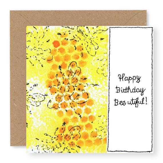 Bee Birthday Card Bumble Bee Card Printed From Original | Etsy