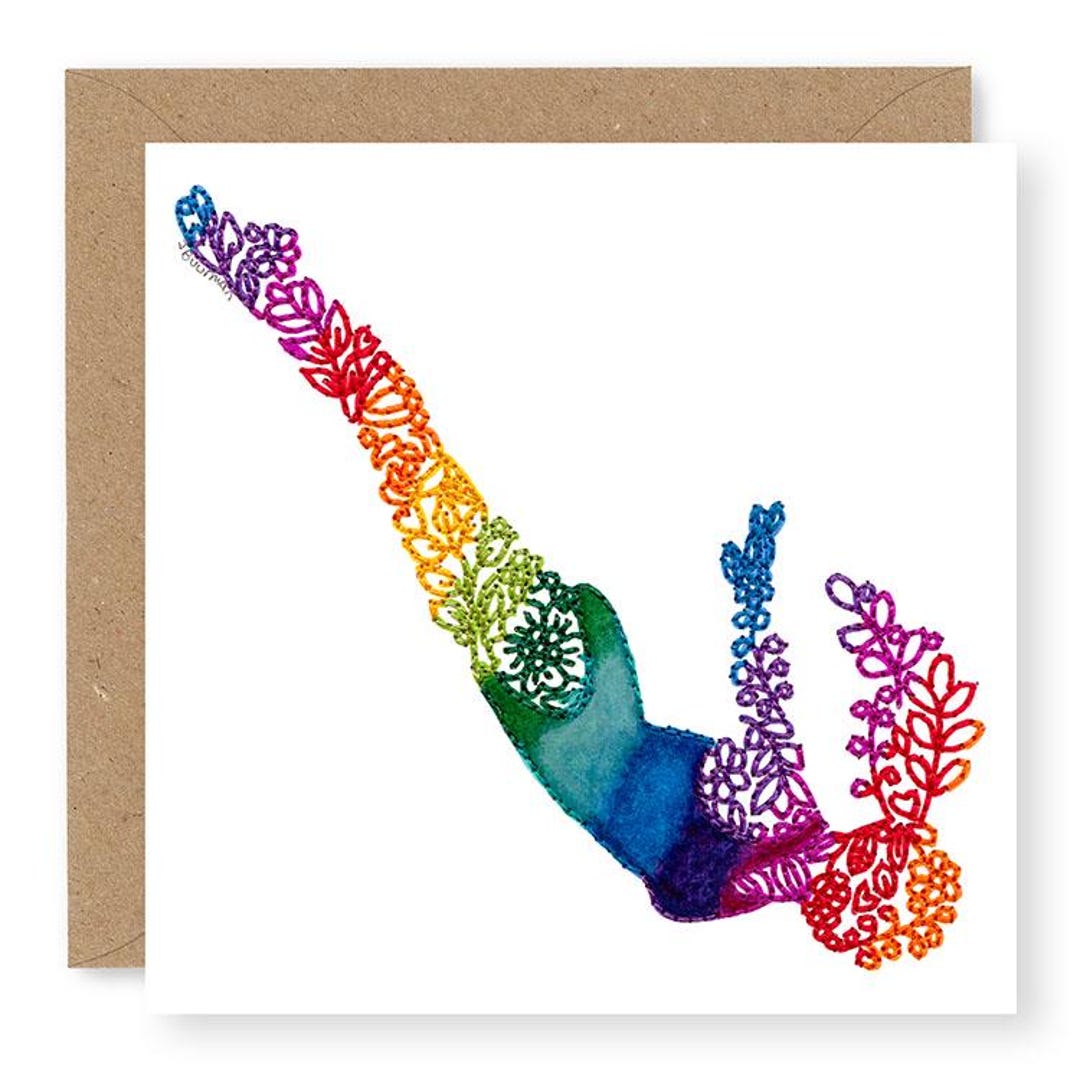 Girl Diving Birthday Card: Swim Art Card, Personalised Girl Diving Card ...