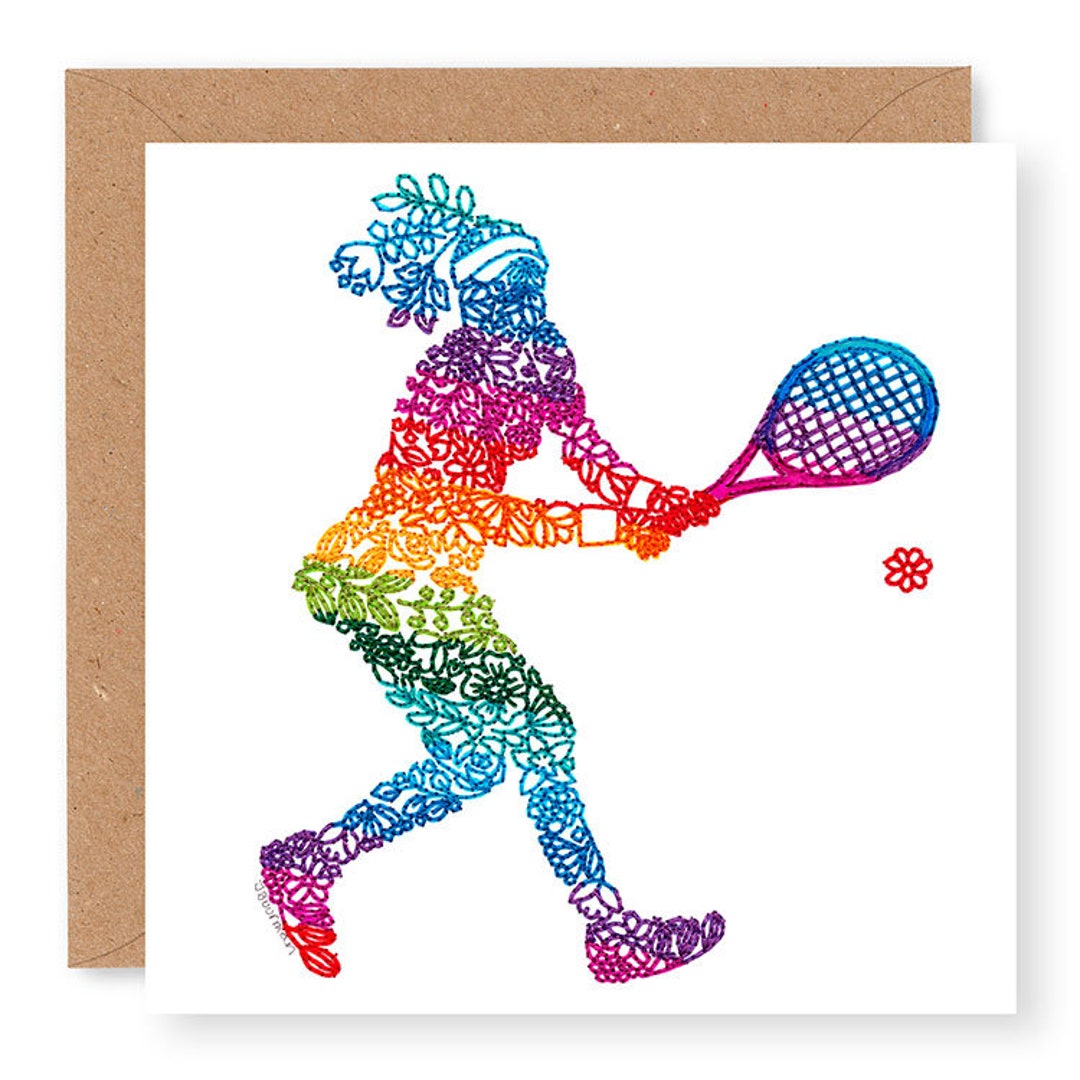 Tennis Card, Tennis Birthday Card, Tennis Player Card, Tennis Girl ...