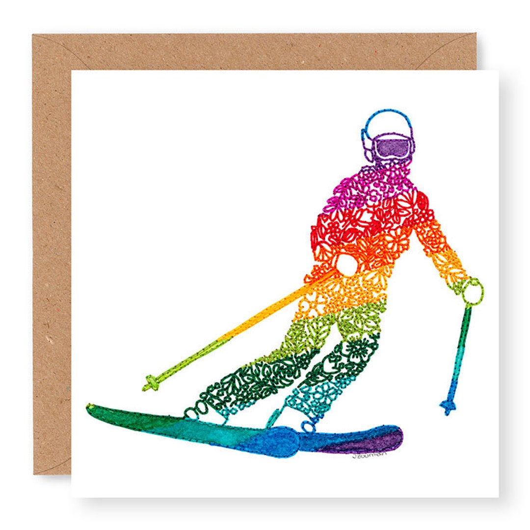 Skiing Greeting Card, Skiing Birthday Card, Skiing Card for Girls ...