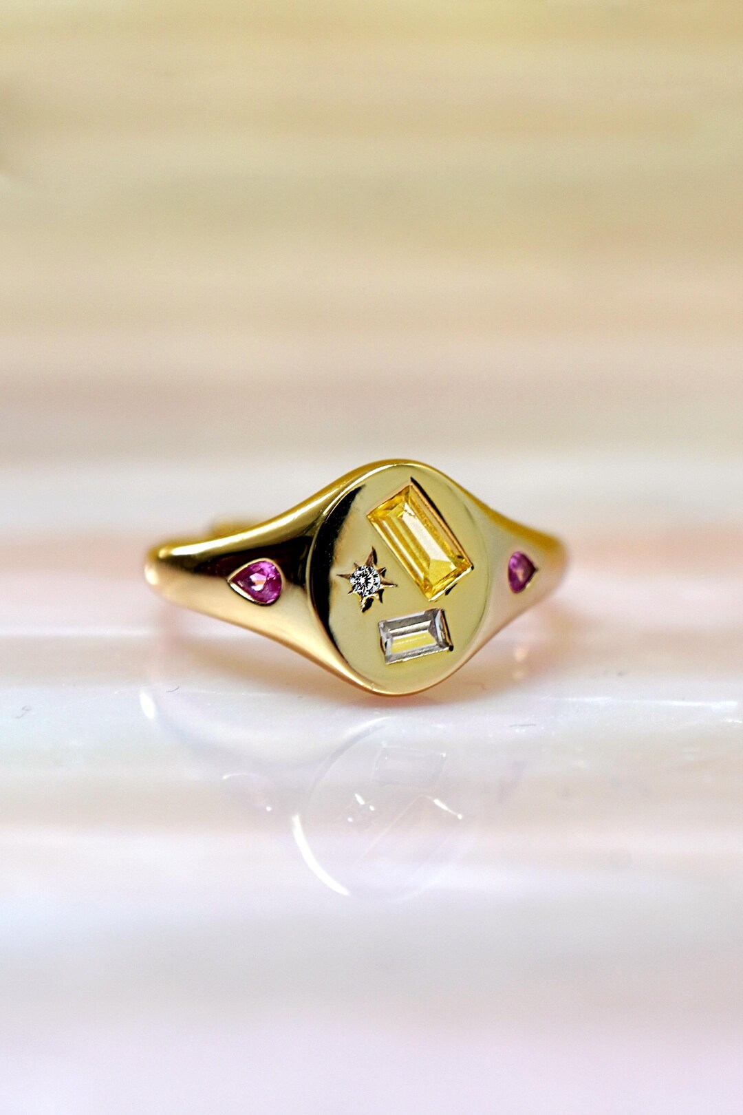 Multi-stone Jewelled Adjustable Signet Ring - Etsy