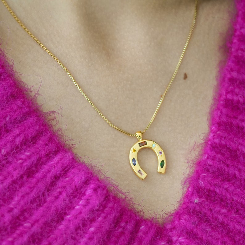 Kaleidoscope Lucky Charm Horseshoe Necklace - Etsy
