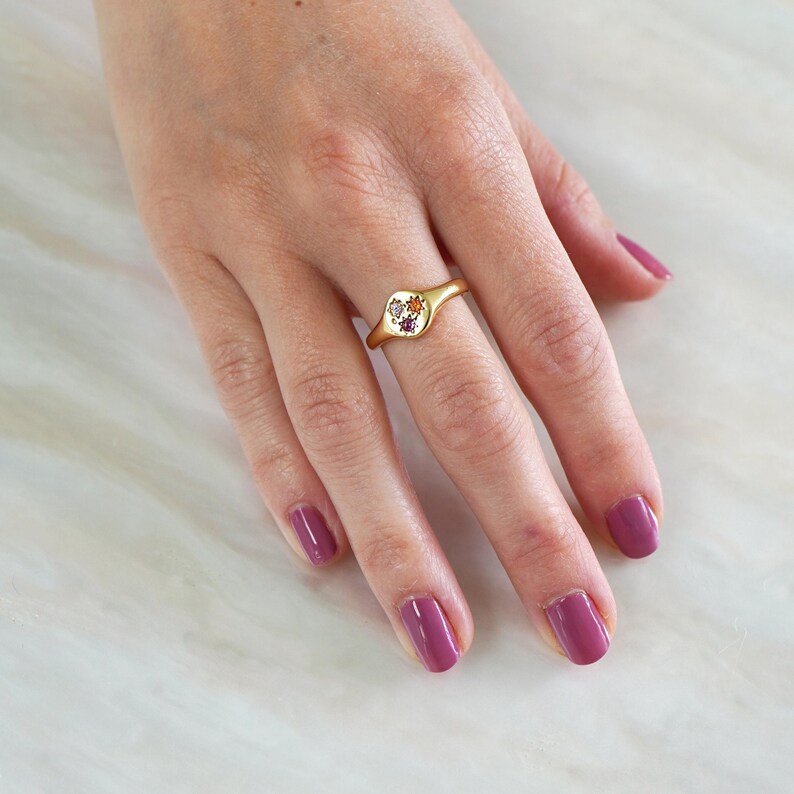 Starburst Jewelled Adjustable Signet Ring - Etsy