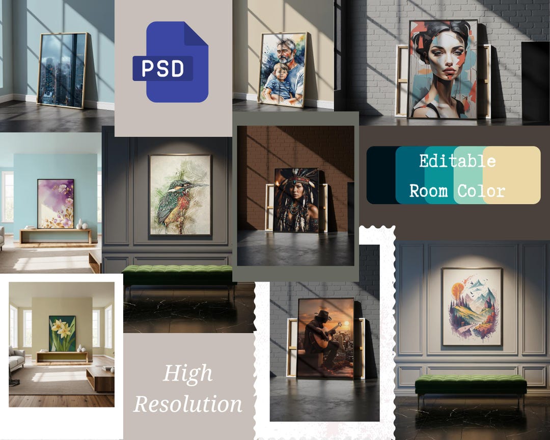 Editable Portrait Frame Mockup Set: 4 Psds, High-resolution (commercial ...