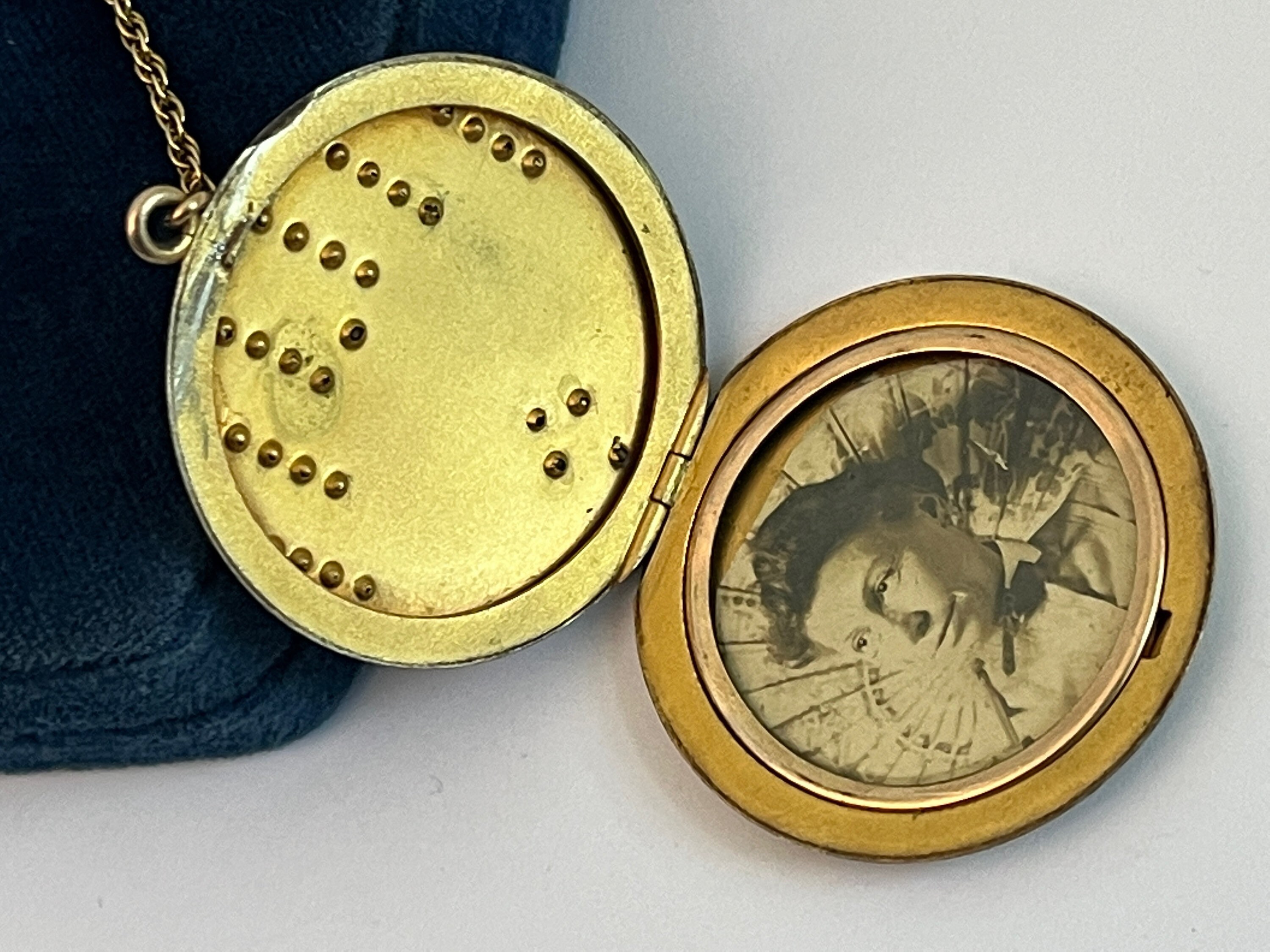Antique Large Gold Filled Round Photo Locket W/ Paste Monogram - Etsy