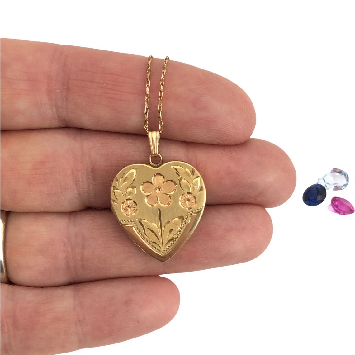 Vintage 14K Gold HFB Heart Locket Necklace 14K Chain - Etsy