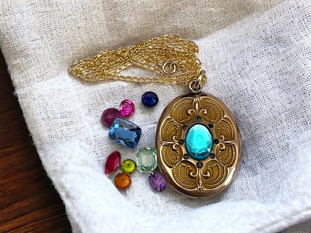 Antique Large Oval Gold Filled Locket W/ Paste Monogram “LEG” - S&bl ...