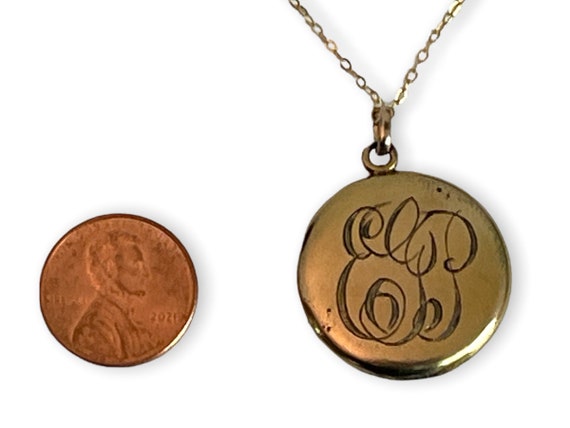 Antique Gold Filled Monogram Locket Necklace - Edward… - Gem