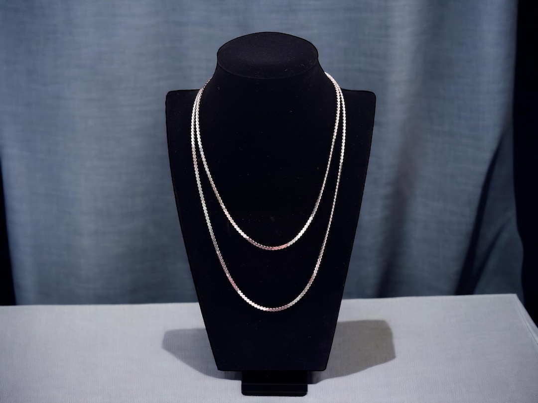 Vintage Very Long Sterling Silver Serpentine Necklace Retro Jewelry 925 ...