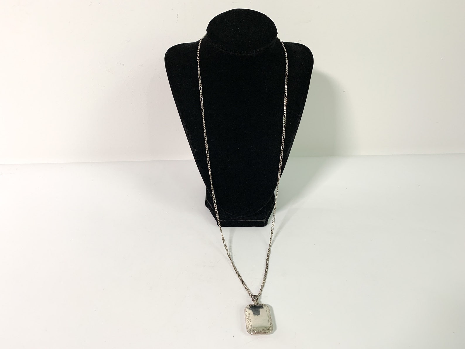 Large Rectangular Sterling Silver Locket Necklace on Long - Etsy