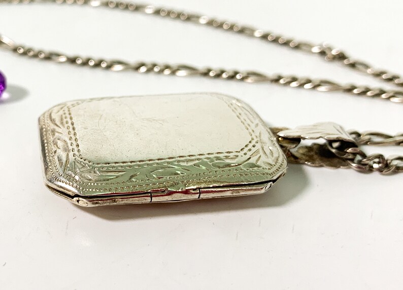Large Rectangular Sterling Silver Locket Necklace on Long - Etsy