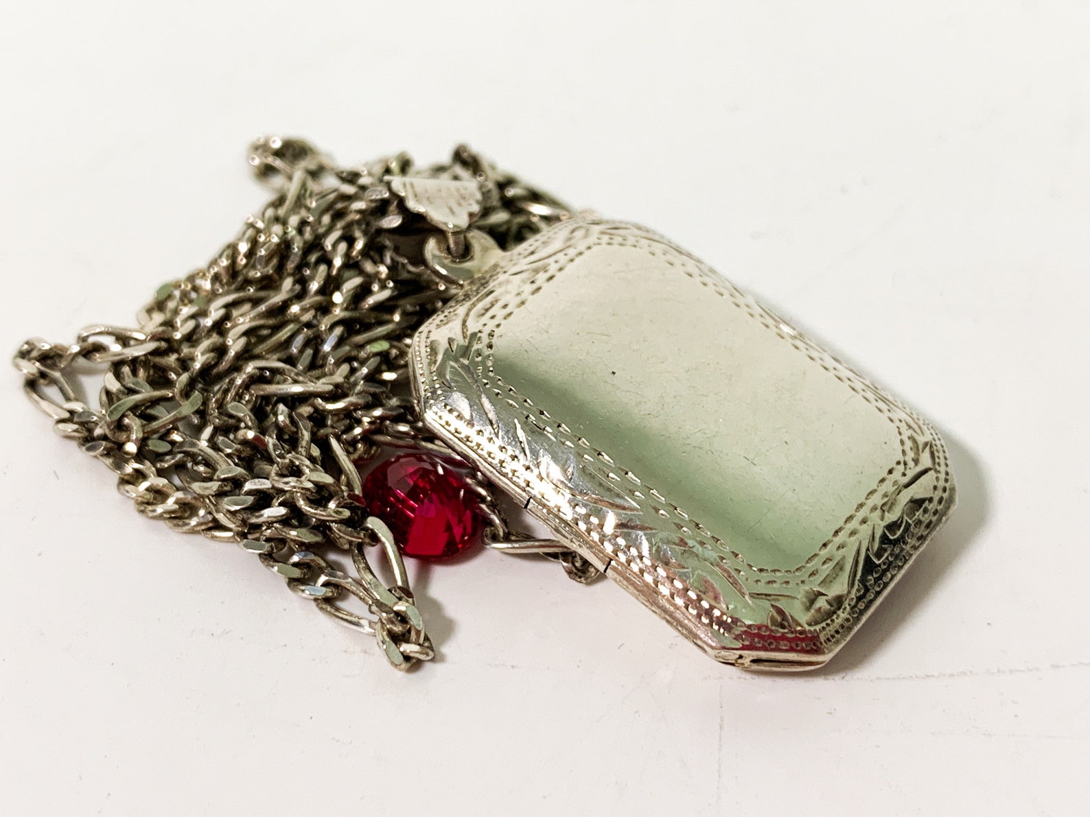 Large Rectangular Sterling Silver Locket Necklace on Long - Etsy
