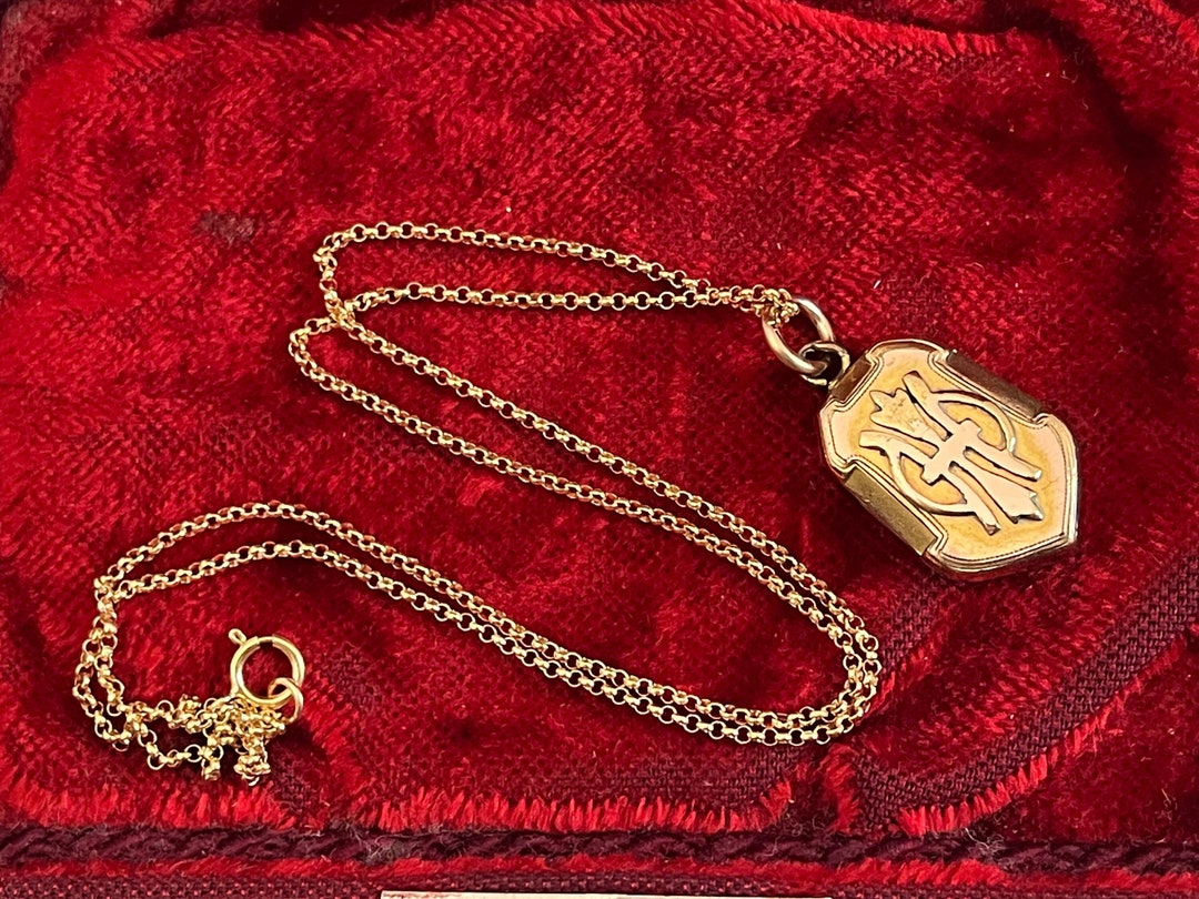 Vintage Gold Filled Locket W/ Raised Front & Etched Back - Unique Shape ...