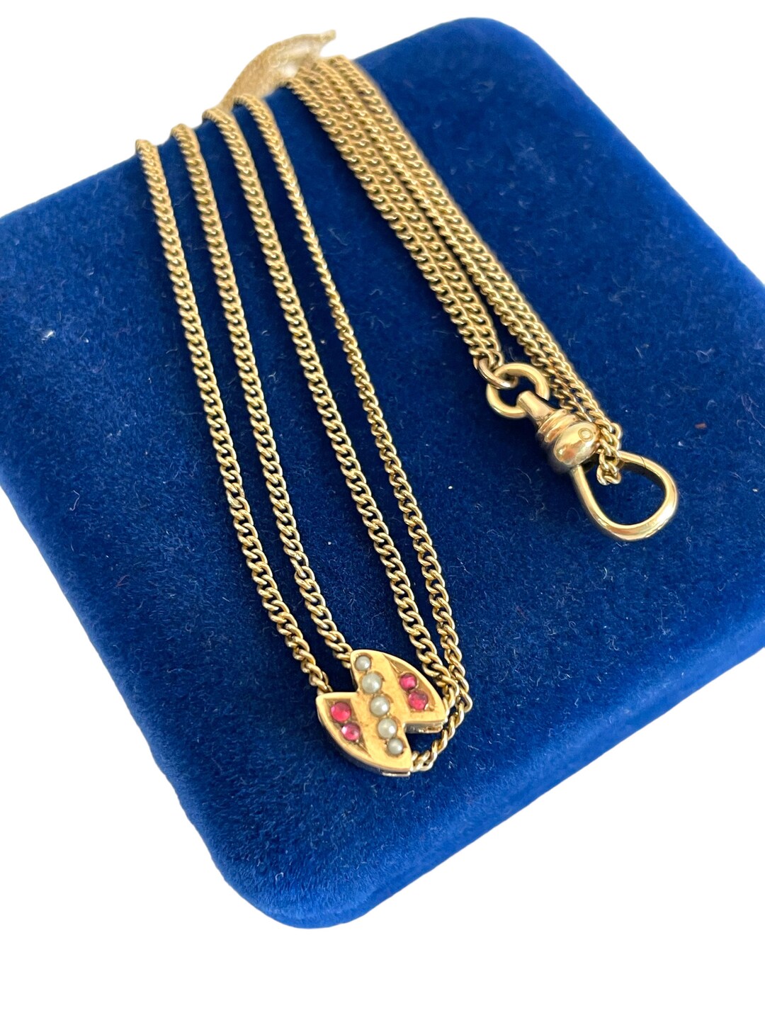 Antique Slide Chain Necklace 10K Gold Filled Slide on Cable Chain Dog ...