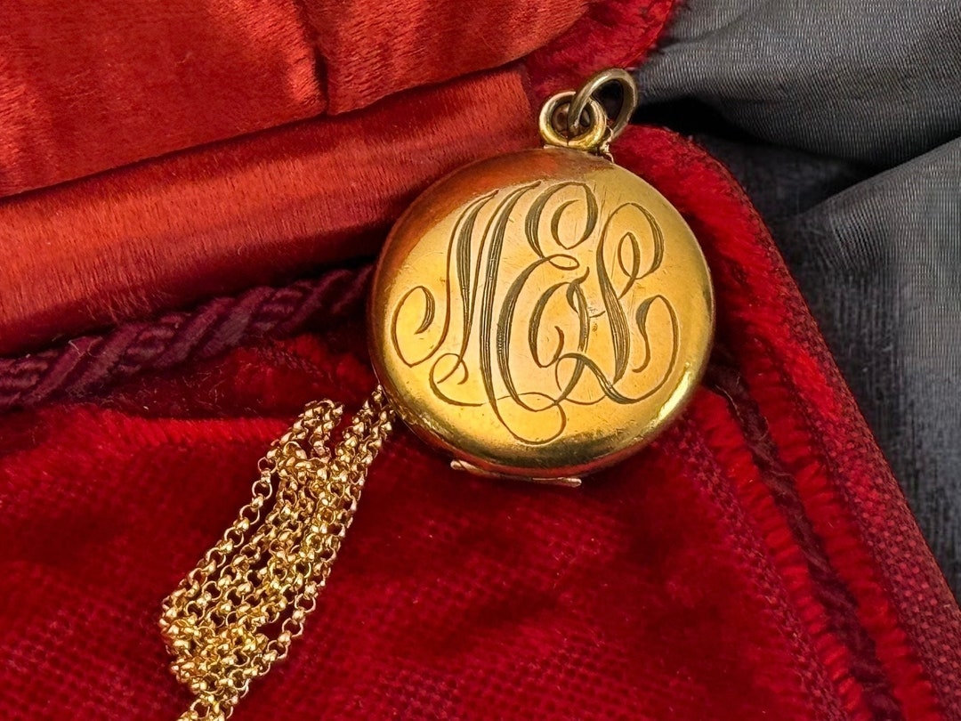 Antique Round Gold Filled Locket W/ MEL Monogram W&H Co Hallmark 2 ...