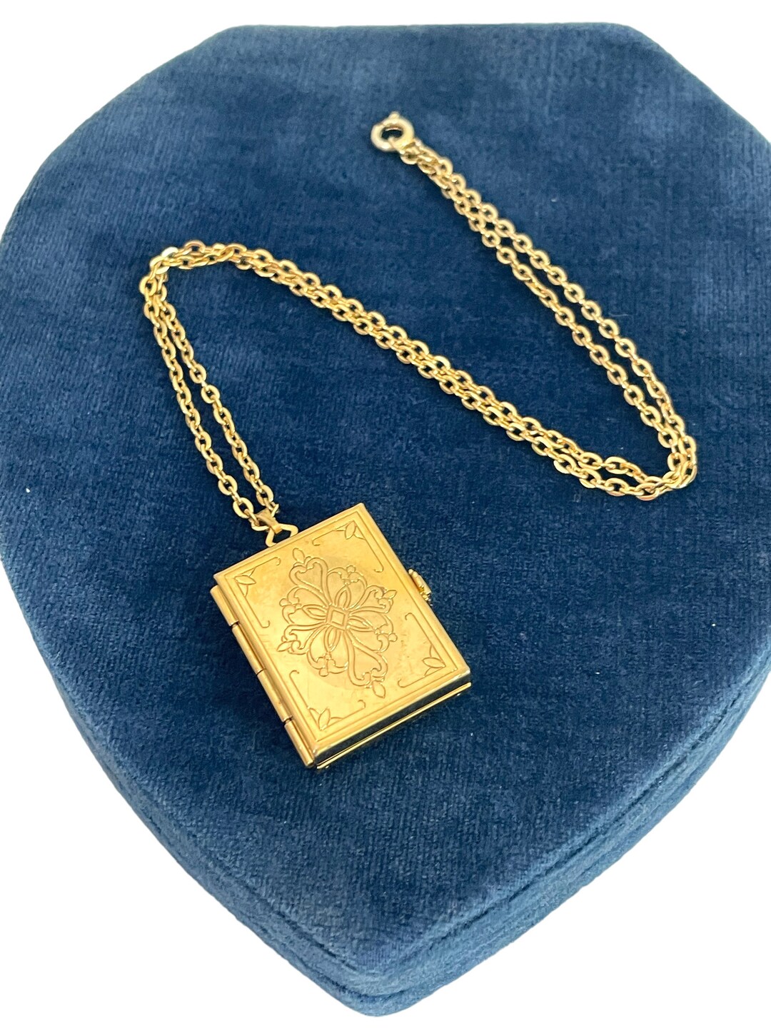 Vintage Gold Tone Book Locket - Large 4 Four Photo Picture Fold Out ...